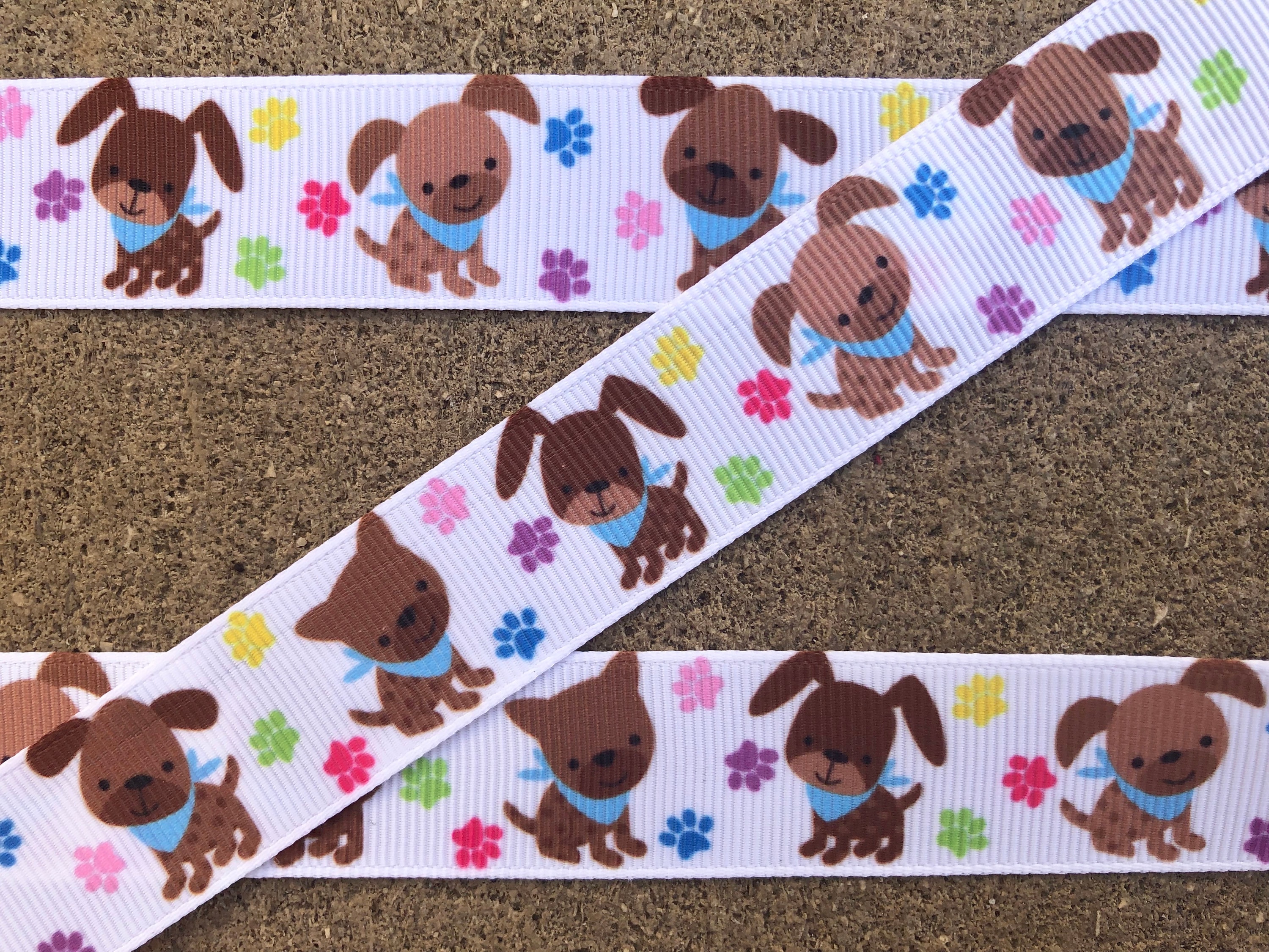 3 Yards 7/8" Dog Ribbon Puppy Grosgrain Ribbon Brown Dog Printed ...