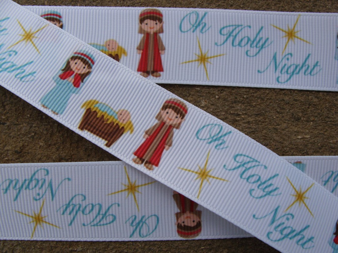 3 Yards 1" Christmas Religious Ribbon Oh Holy Night Ribbon Religious ...