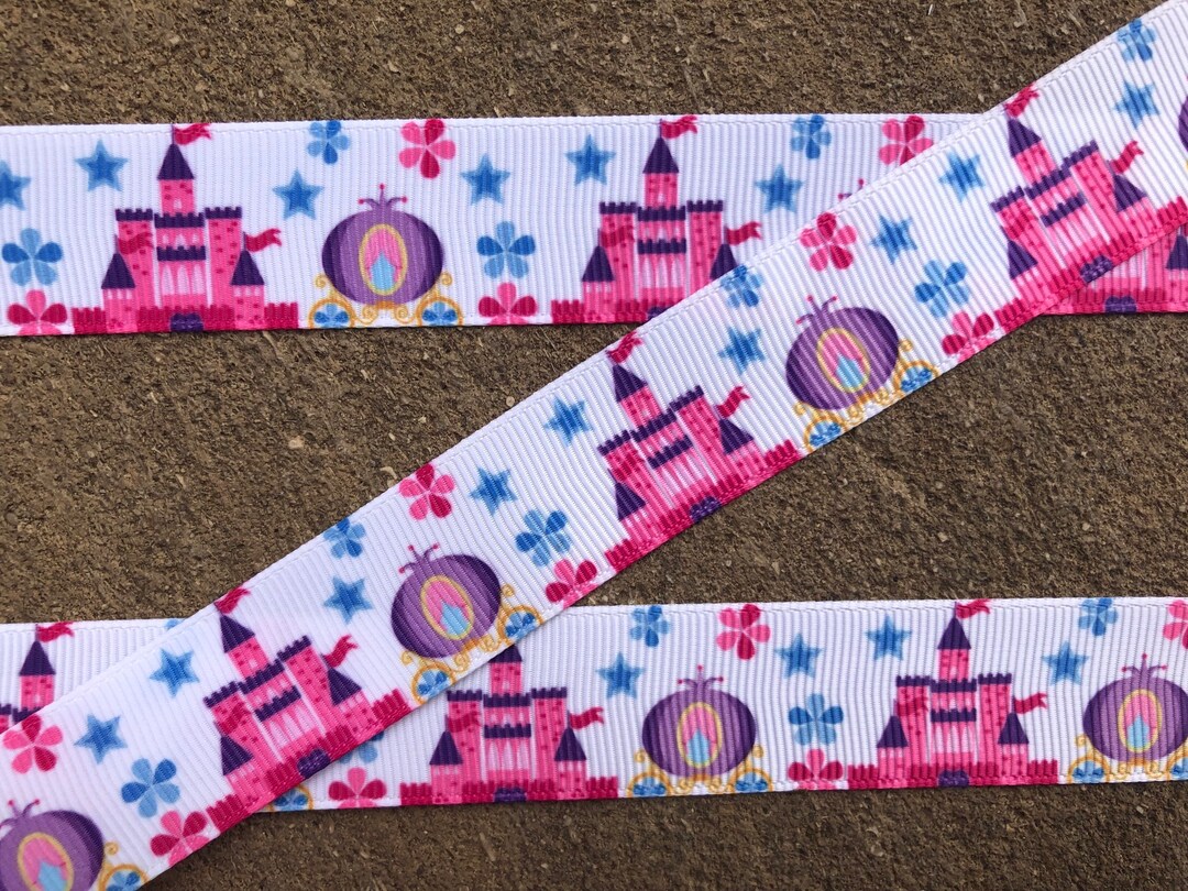 3 Yards 7/8" Castle Ribbon Pink and Purple Princess Castle Ribbon ...