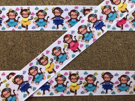 3 Yards 7/8 Monkey Ribbon Dancing Monkey Ribbon - Etsy