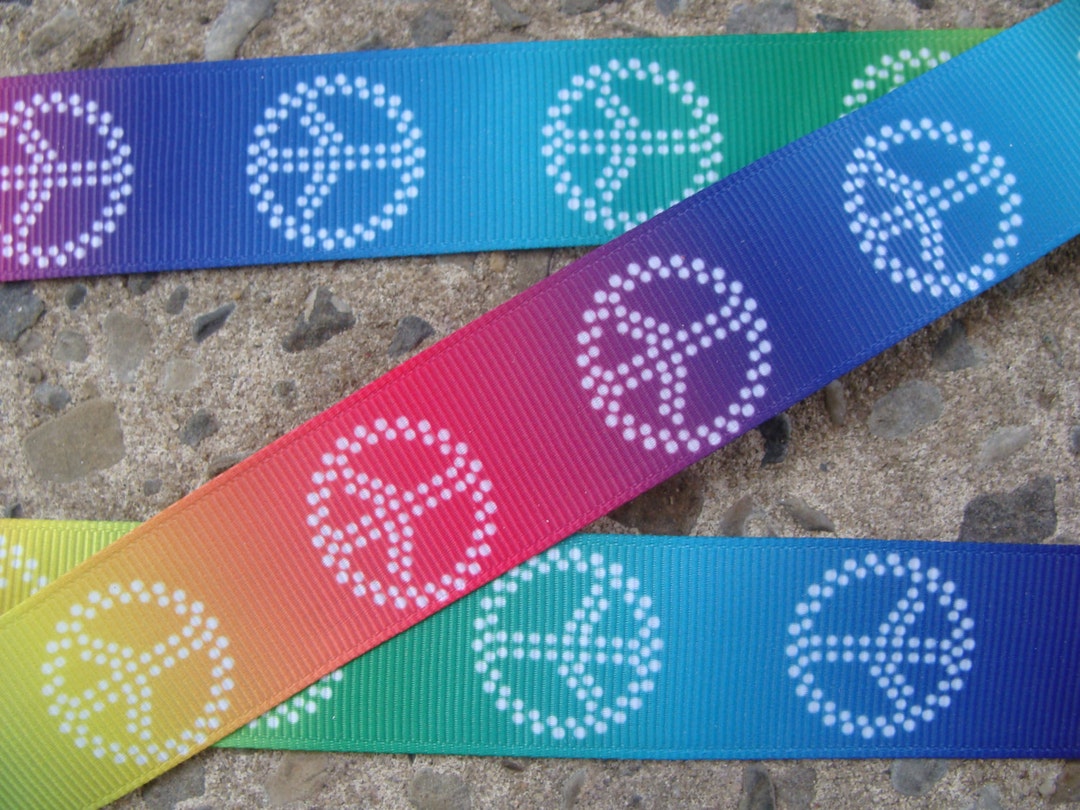 3 Yards 1" Peace Ribbon Peace Printed Ribbon Hair Bow Ribbon Craft ...