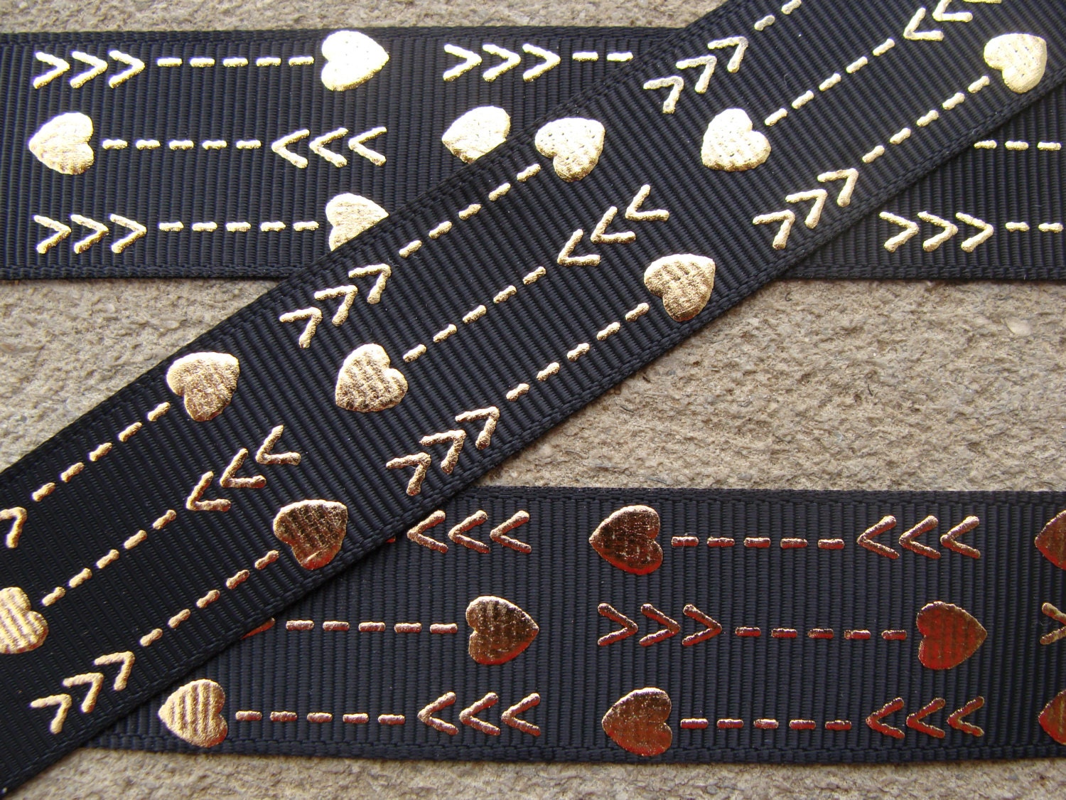 3 Yards 7/8' Ribbon Arrow Ribbon Black and Gold Navy and - Etsy