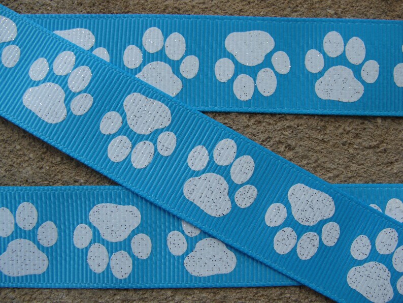 3 yards 7/8 Black Paw Print Grosgrain Ribbon pink paws | Etsy