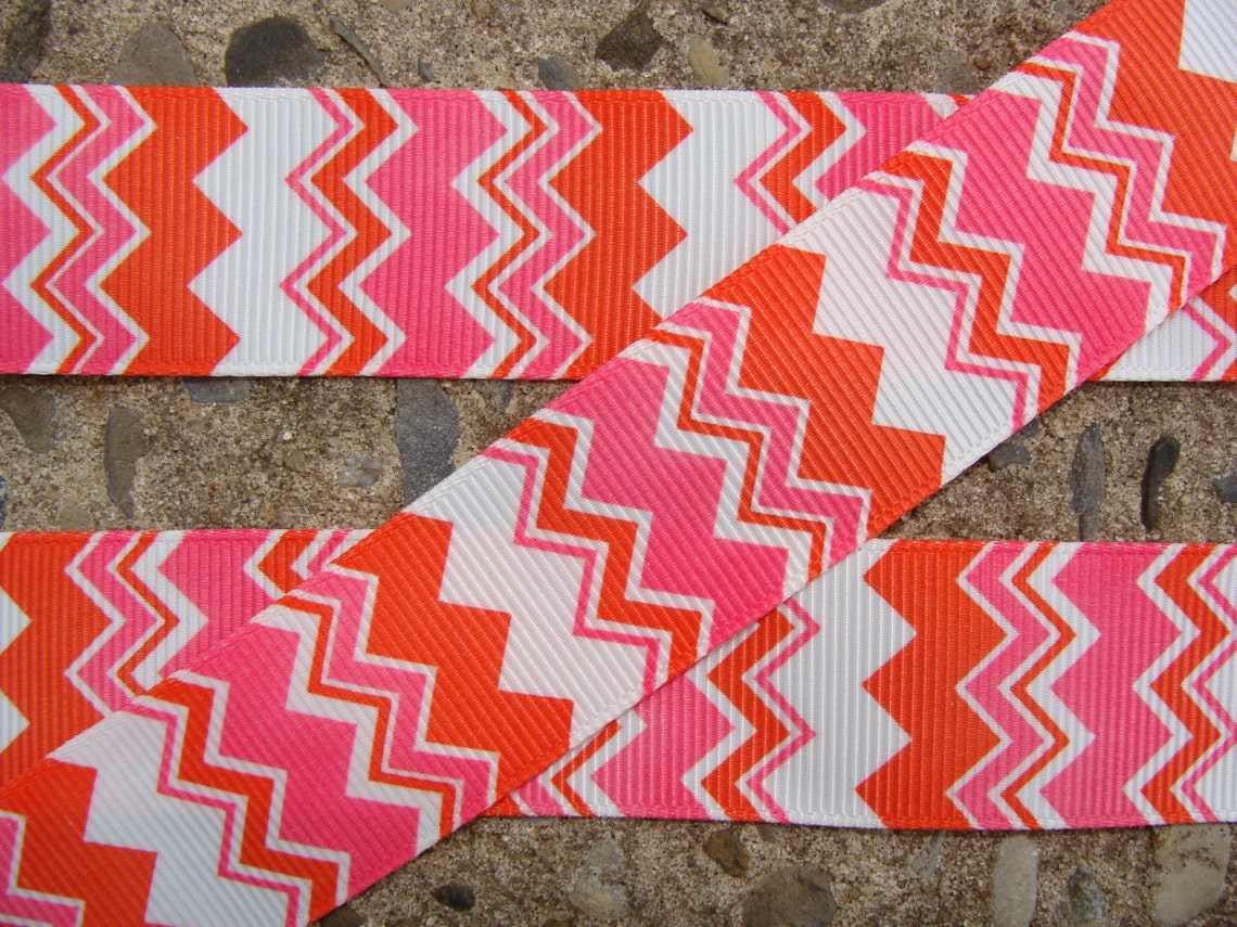 Chevron Ribbon Pink and Green Chevron Ribbon 1 Ribbon 3 - Etsy