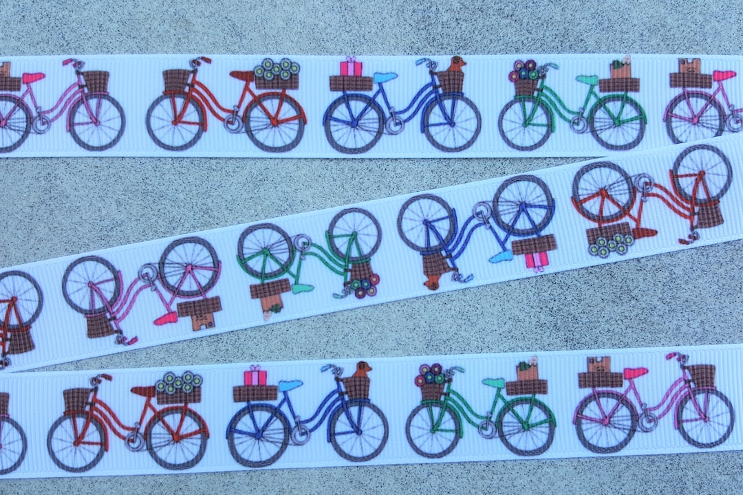 3 Yards Bike Ribbon Bike Basket Ribbon 7/8" Bicycle Grosgrain Printed ...