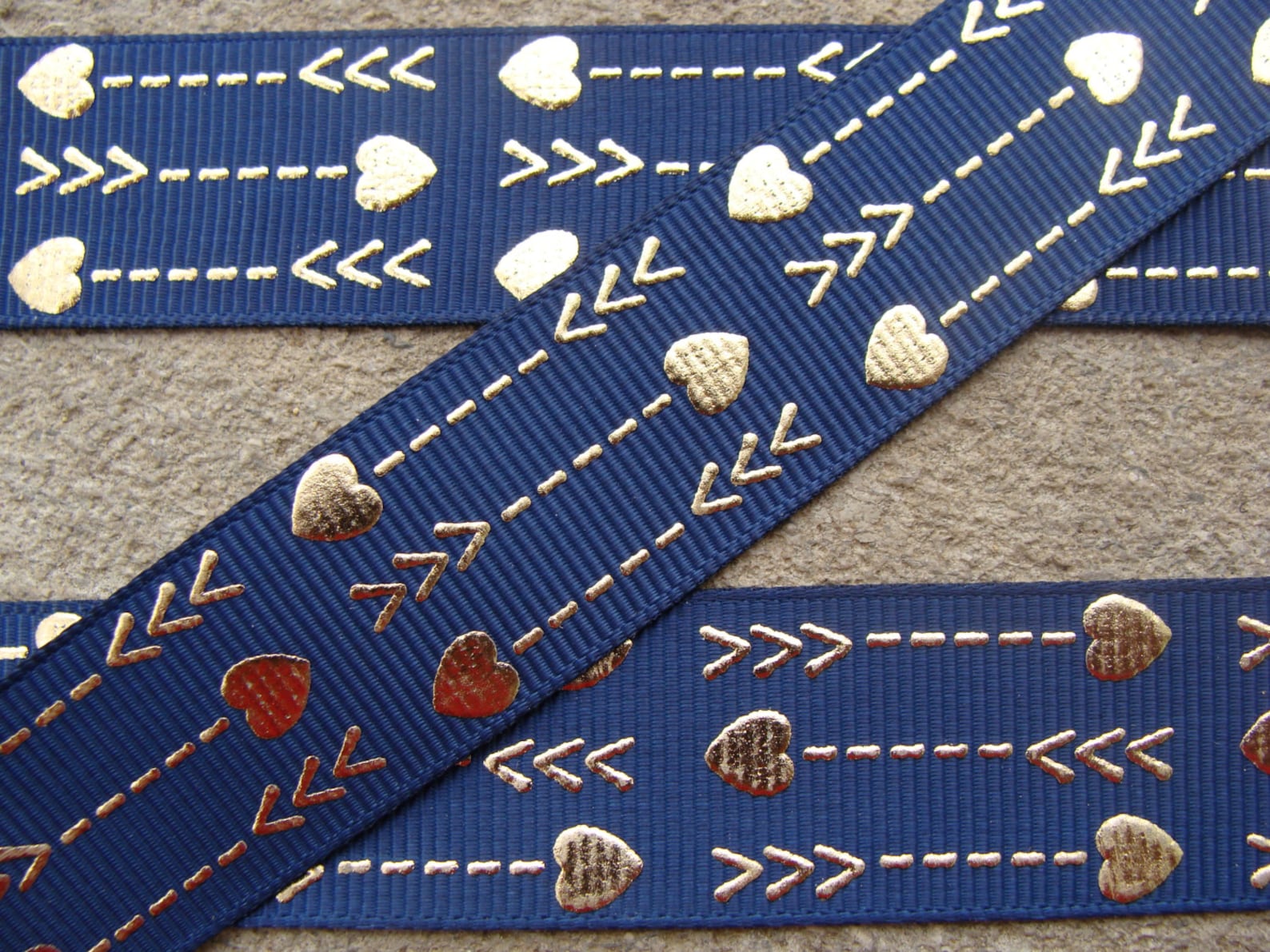 3 Yards 7 8 Ribbon Arrow Ribbon Black And Gold Navy And Etsy