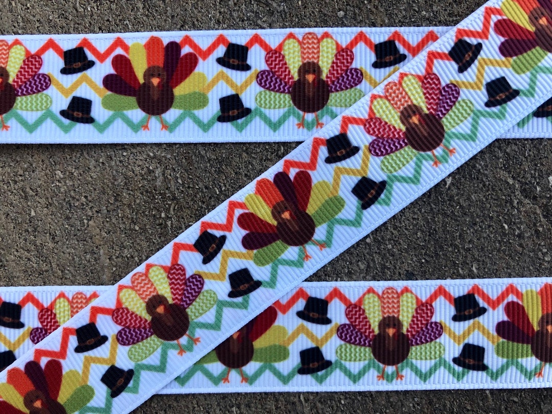 3 Yards 7/8 Turkey Ribbon Thanksgiving Ribbon Happy Turkey Printed ...