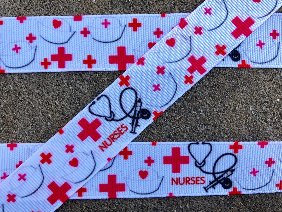 3 Yards 7/8" Nurse Ribbon Hospital Ribbon Printed Grosgrain Ribbon ...