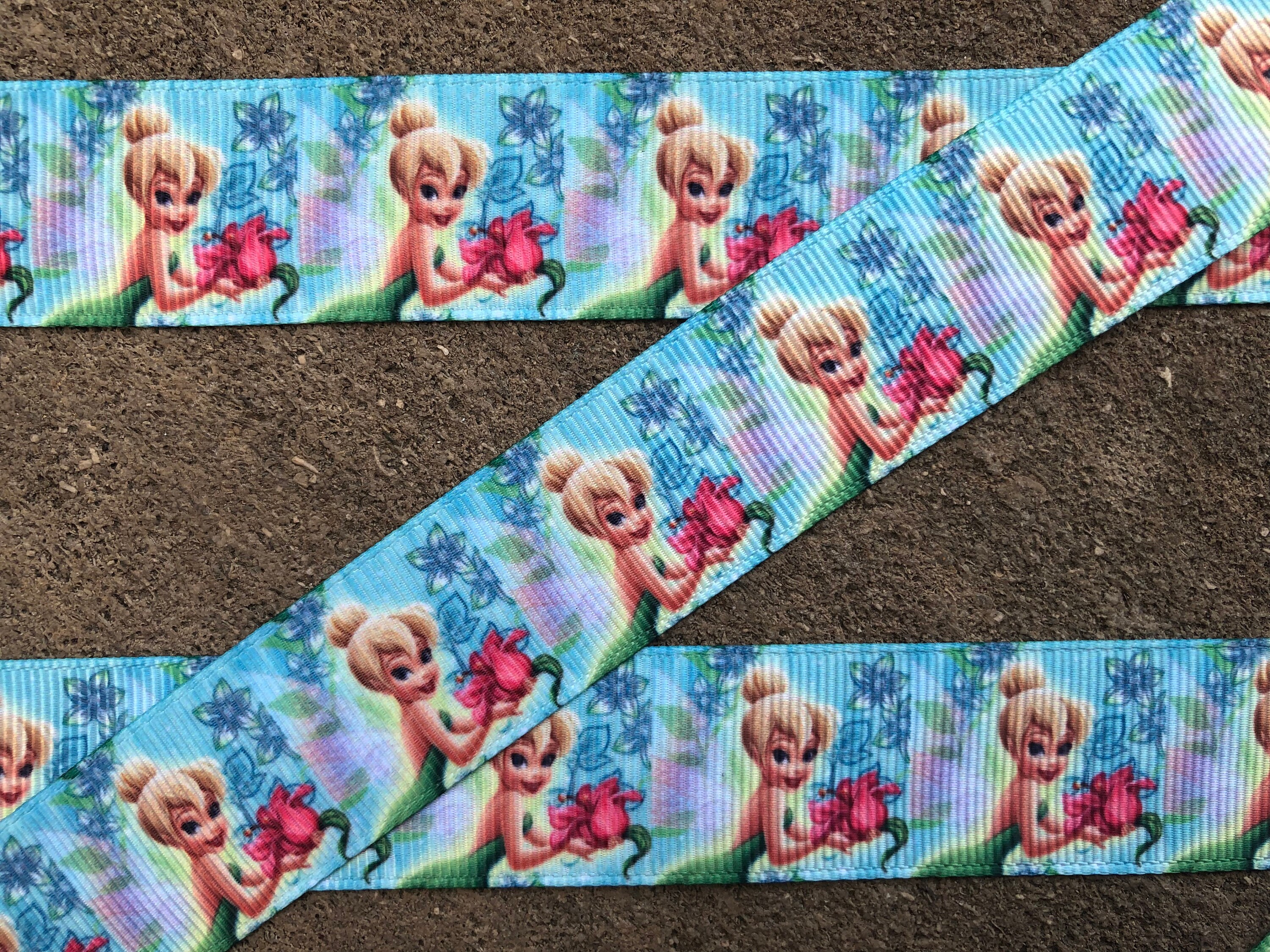 3 Yards 1" Tinkerbell Ribbon Tinker Bell Printed Ribbon Grosgrain ...