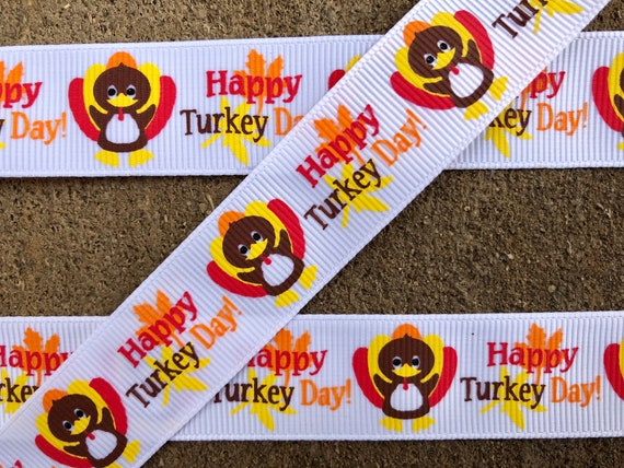 3 Yards 7/8 Turkey Ribbon Thanksgiving Ribbon Happy | Etsy
