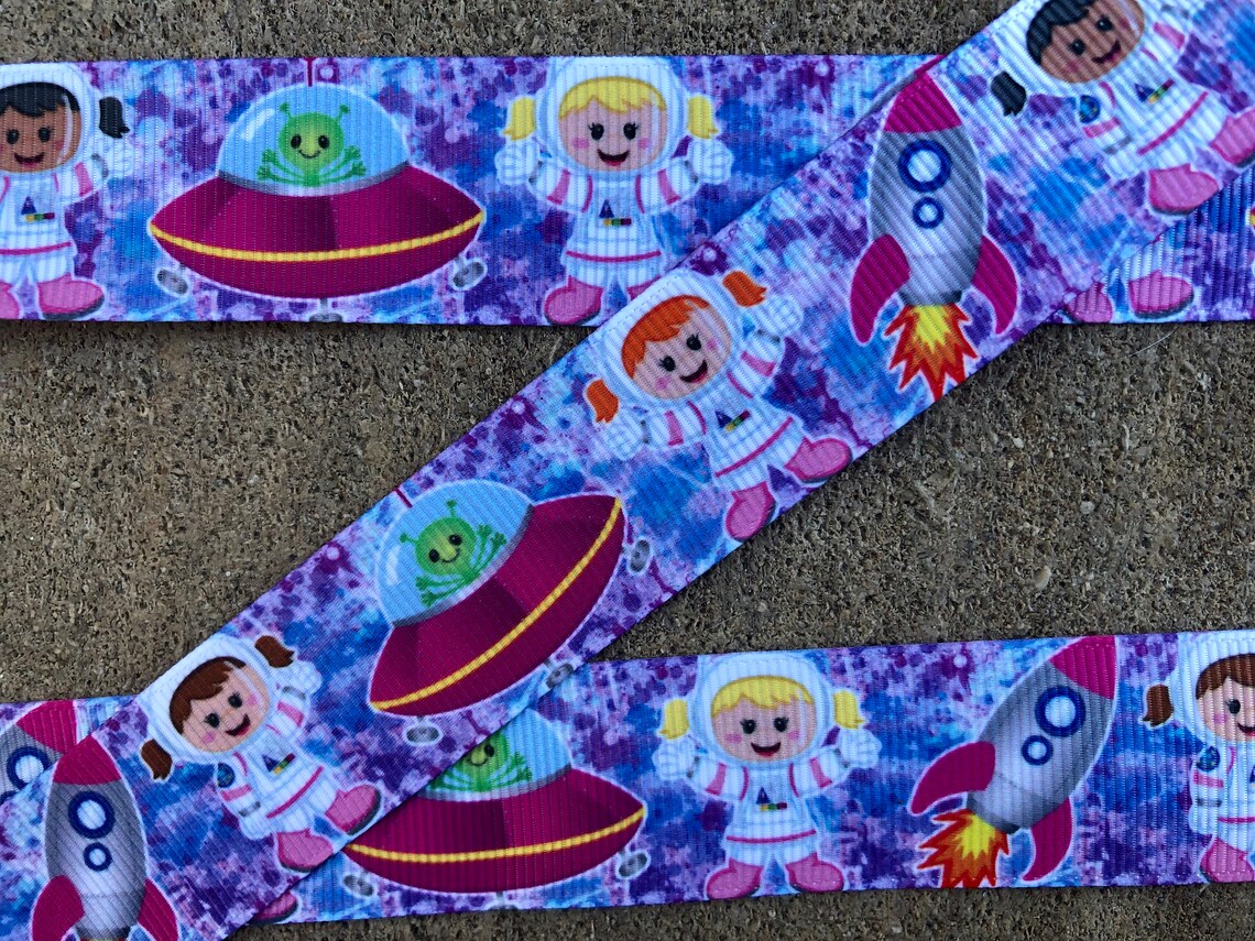 3 Yards 1" Space Ribbon Astronauts Ribbon Grosgrain Ribbon Aliens ...