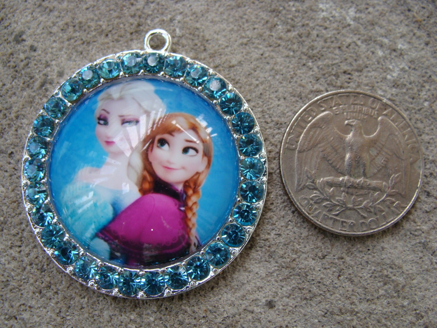 Frozen Pendant One Round Frozen Rhinestone Alloy Pendant 40 Mm- Anna ...