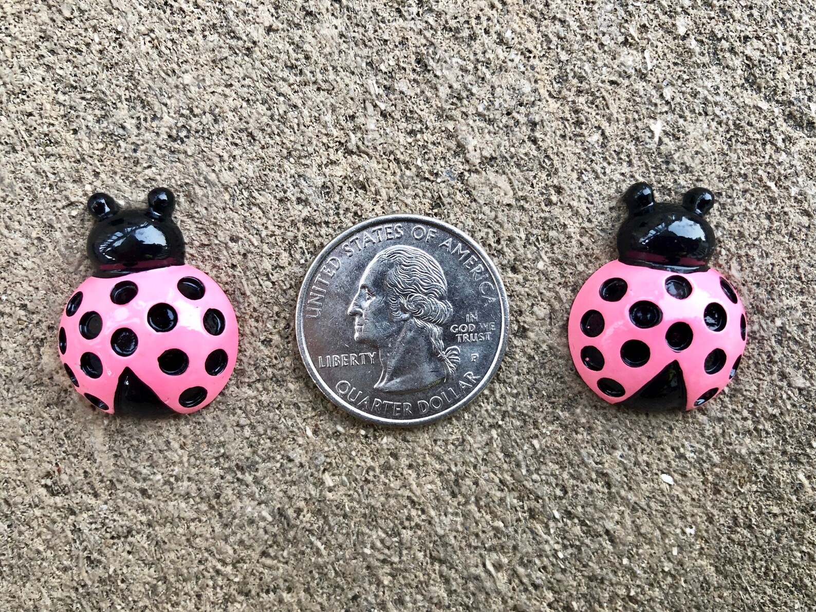 2 Lady Bug Resin Hair Bow Resins Ladybug Resin Pink Lady Bug Cabochon ...