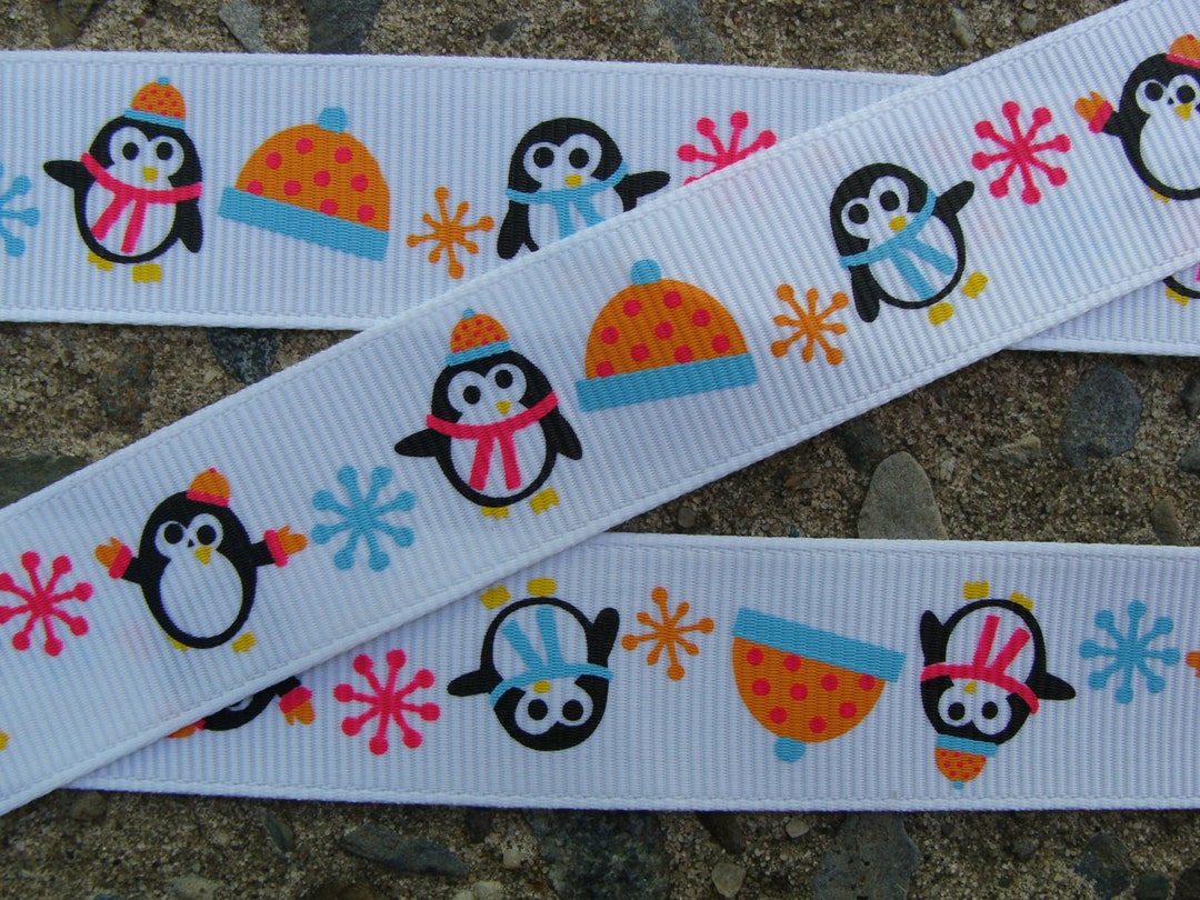 7/8 Penguin Ribbon 3 Yards Grosgrain Ribbon Hair Bow Ribbon Christmas ...