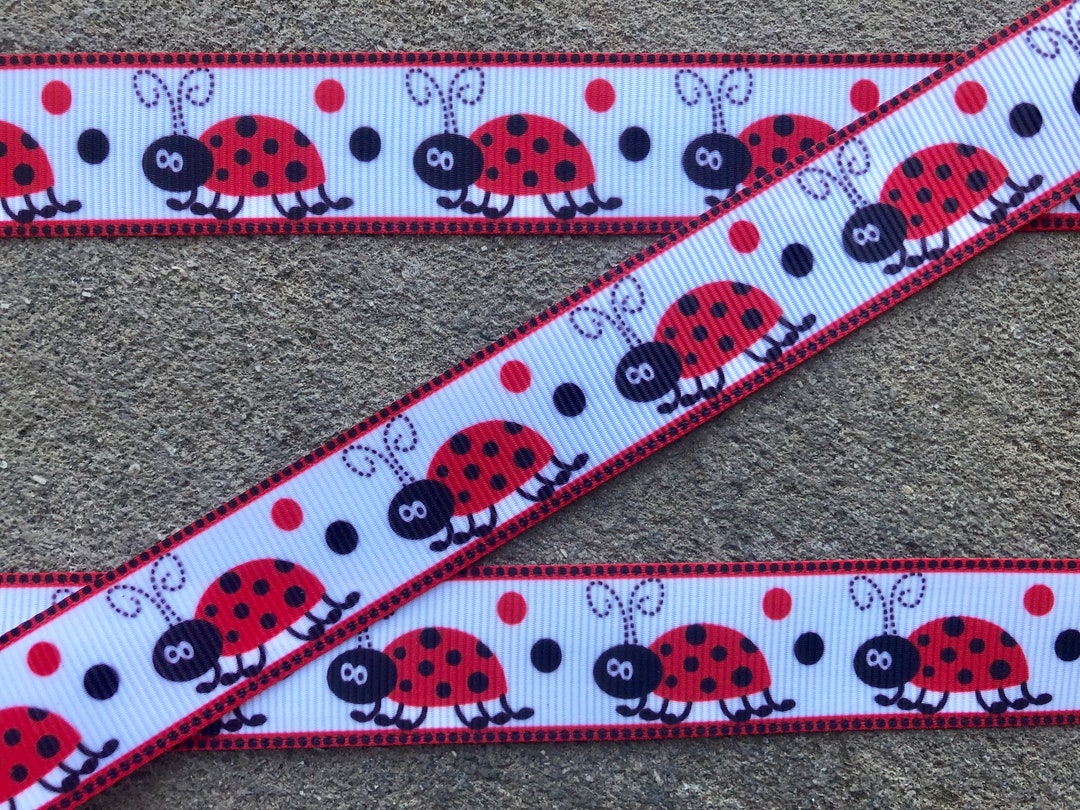 3 Yards 7/8" Lady Bug Ribbon Red and Black Ladybug Ribbon Dots Ribbon ...