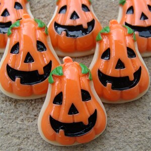 2 Pumpkin Resins Halloween Resin Hair Bow Resins Fall Resin Orange ...