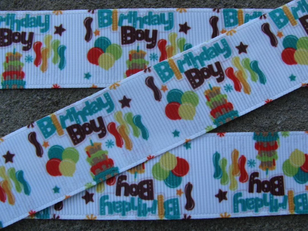 4 Yards Birthday Boy Ribbon Happy Birthday Grosgrain Ribbon 1" Gift ...