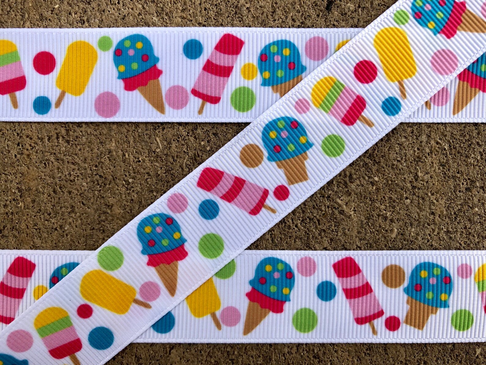 3 yards Ice cream ribbon Printed ribbon with Ice Cream | Etsy
