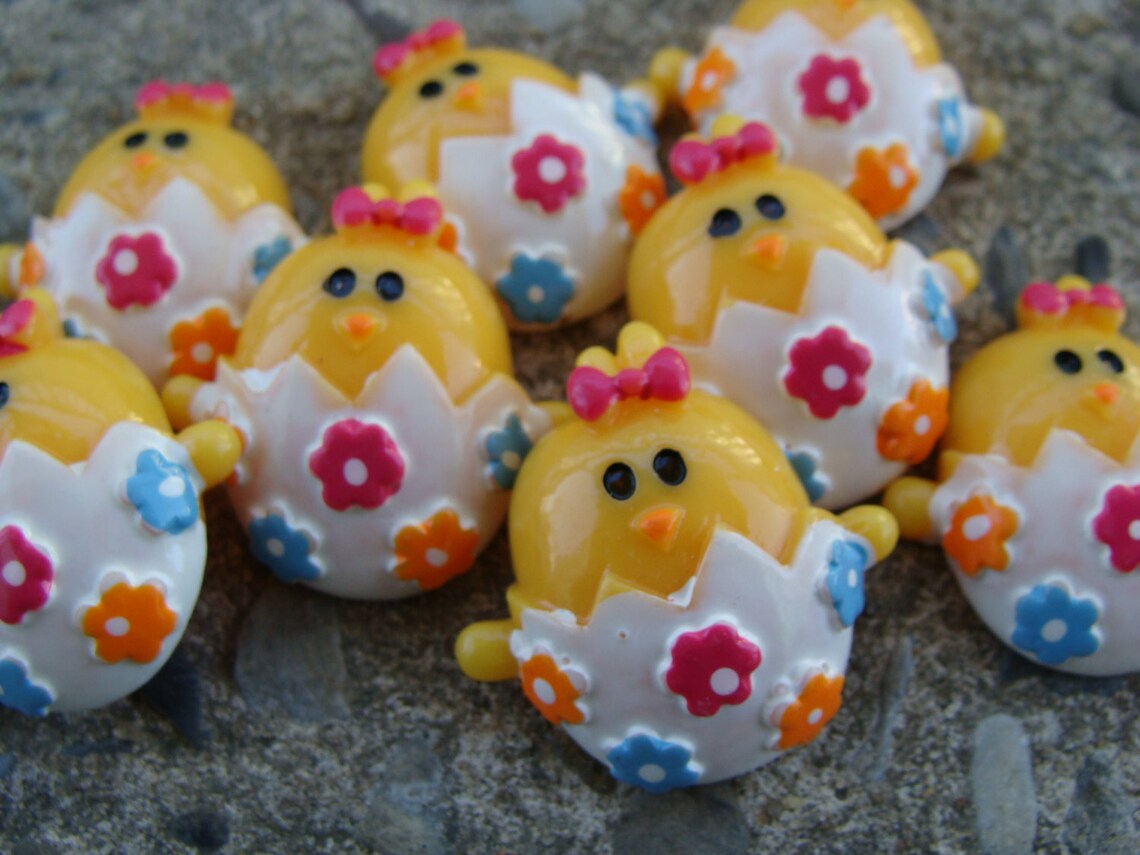 2 Easter Chicks Resin Heads Hair Bow Resin Hair Bow Center - Etsy