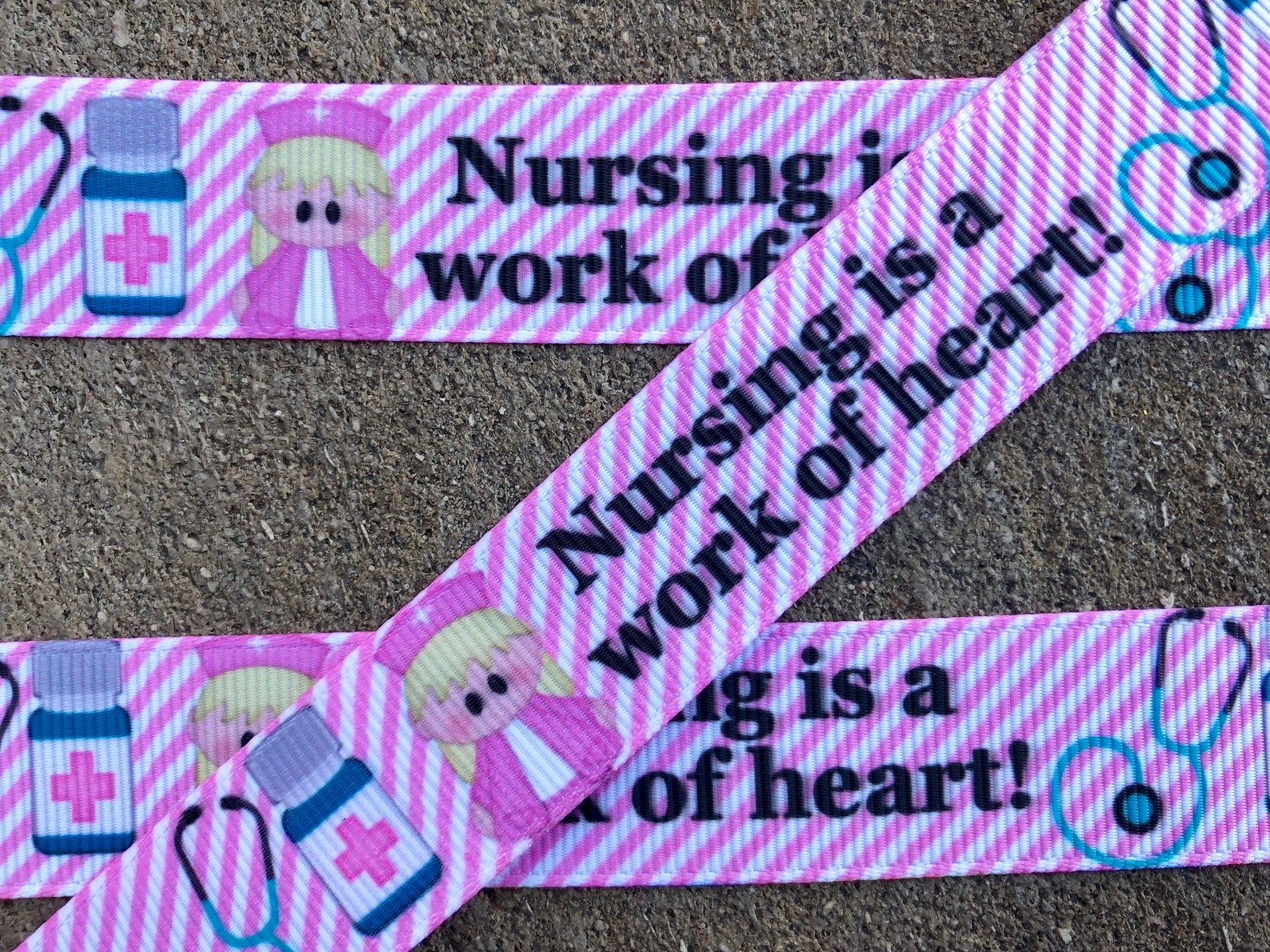 3 Yards 7/8" Nurse Ribbon Doctor Medical Print Grosgrain Ribbon ...