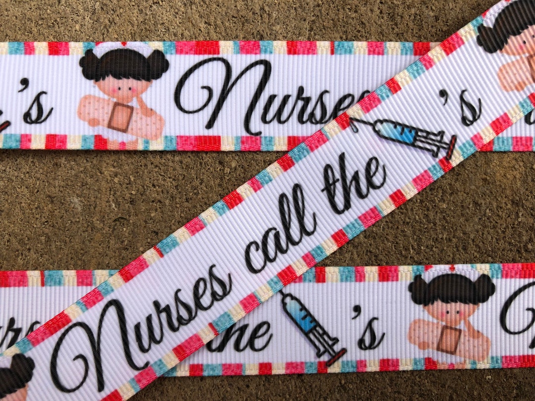 3 Yards 7/8" Cute Nurse Grosgrain Ribbon Hospital Ribbon Nursing Print ...