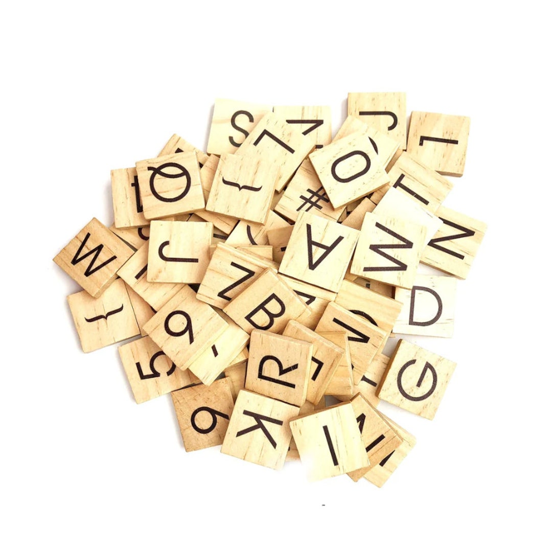 Scrabble Tile Letters 120 Characters, Clean Font, Natural Finish ...