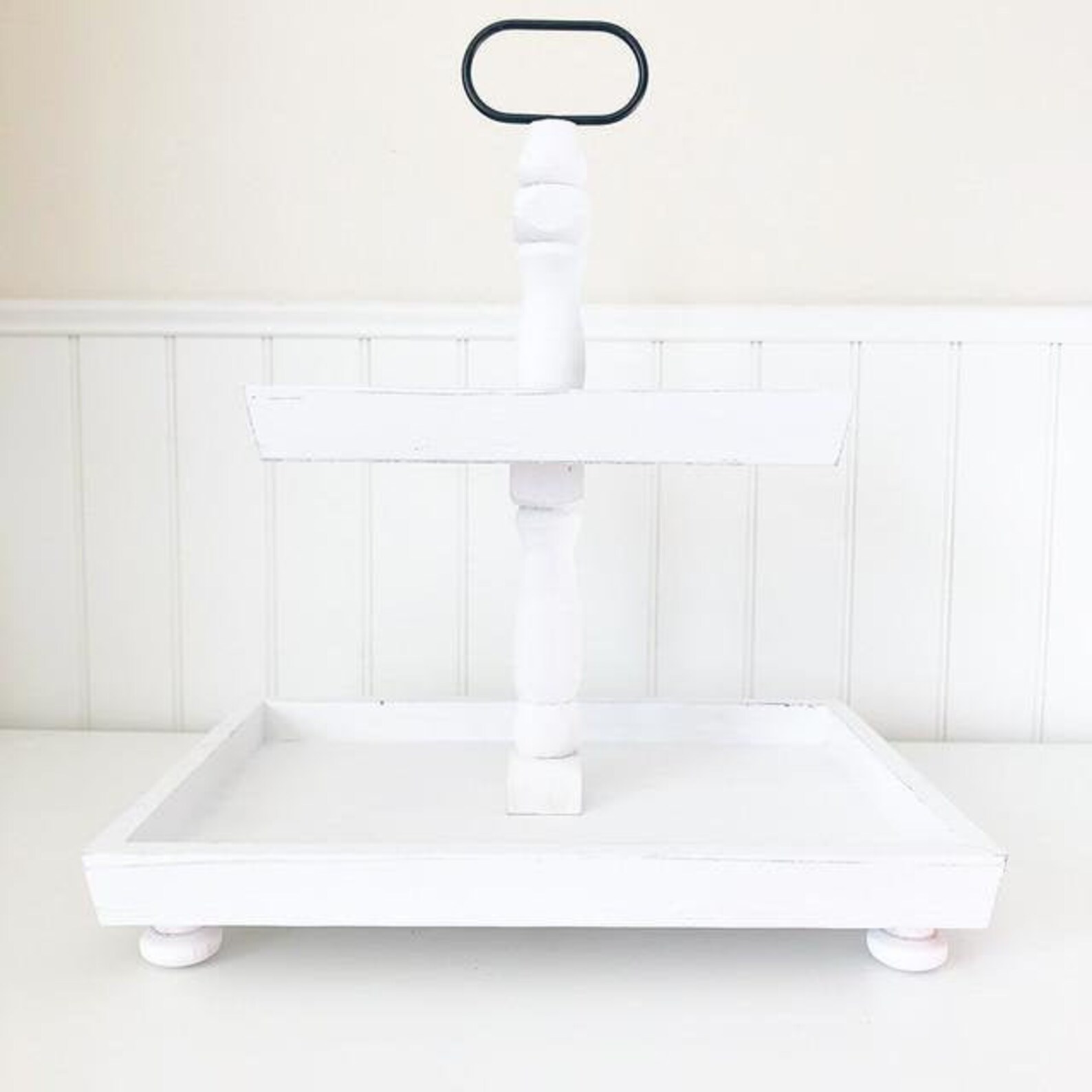 Rectangle Tiered Tray in Distressed White 15.75 - Etsy
