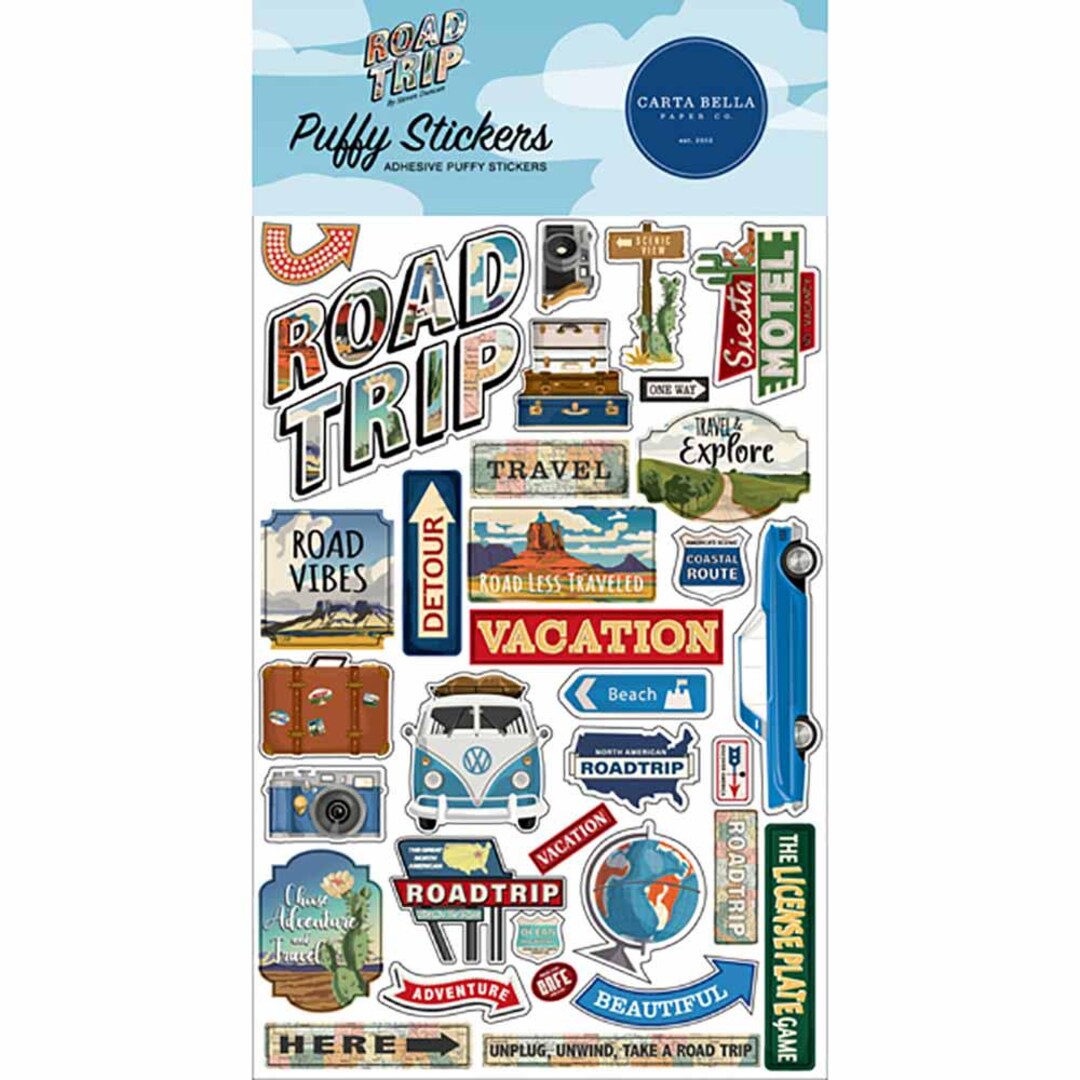 Road Trip Puffy Stickers Carta Bella - Etsy