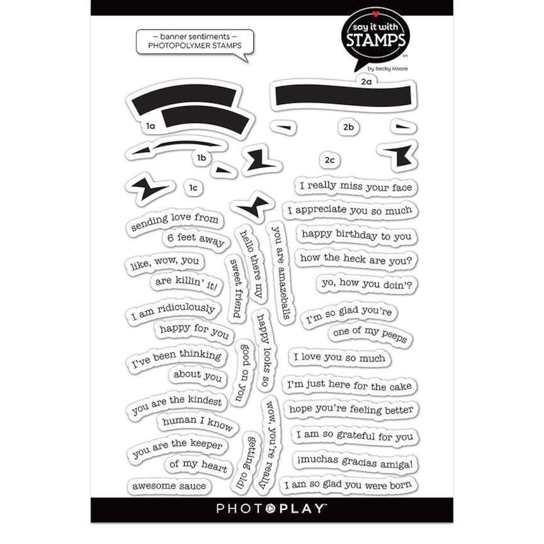 Banner Sentiments Stamps Say It With Stamps Photoplay-clearance - Etsy