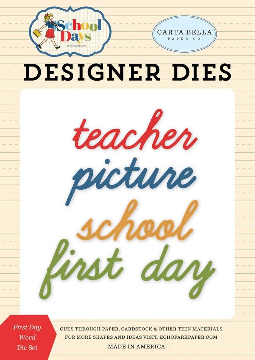 First Day Word Die Set School Days Carta Bella - Etsy