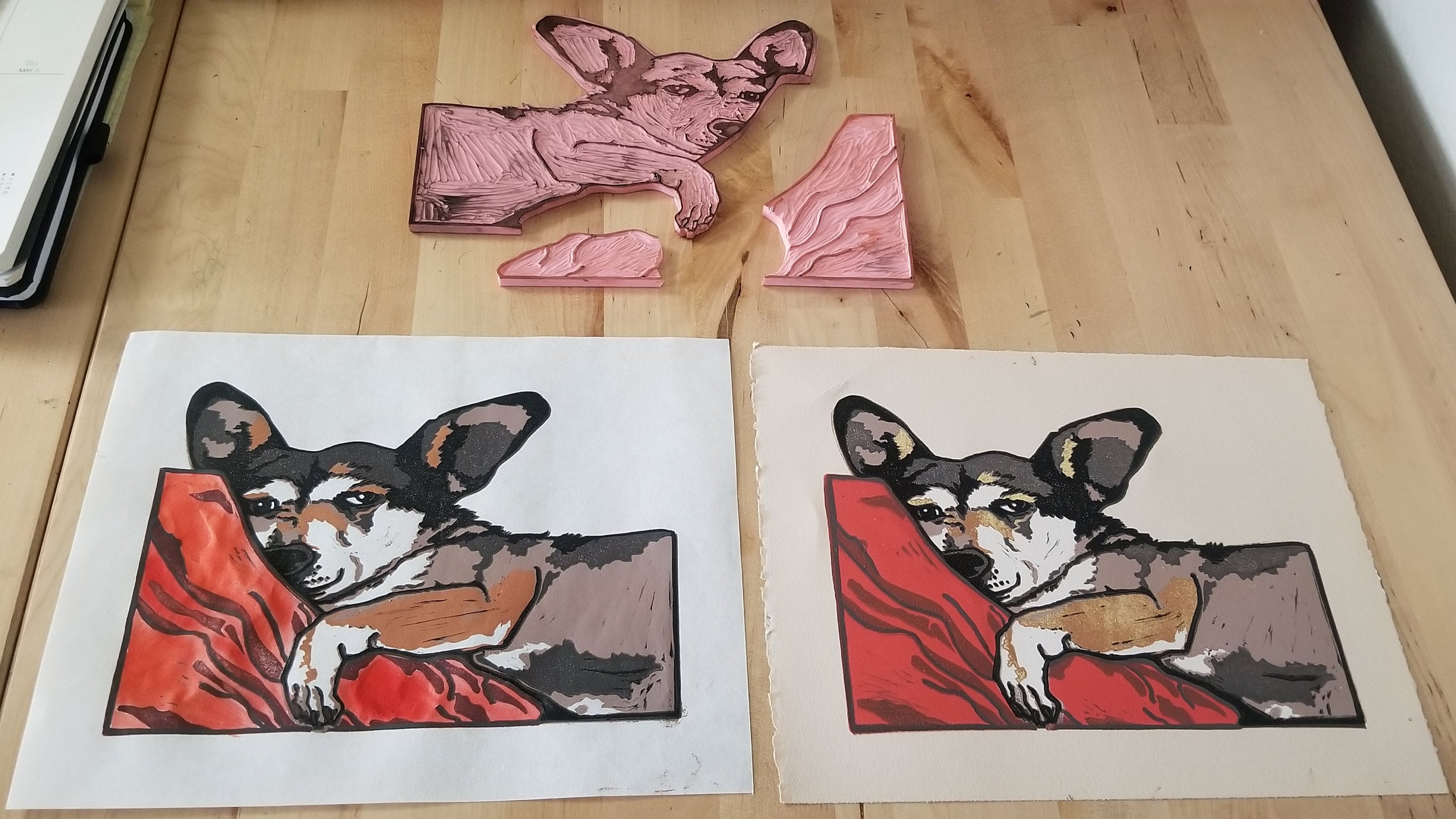 Custom Dog Block Print || Memorial Pet Portrait || Reduction Block ...