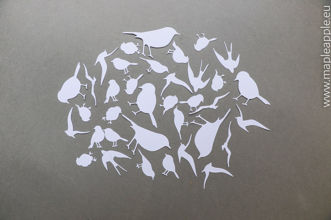 Paper birds for card making or travel album decor in white | Etsy