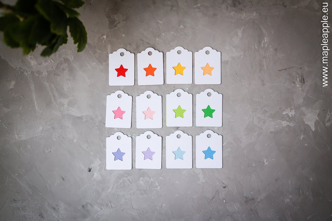 Star Mini Tags for Kids Birthday Party Favors - Rainbow Price Tags for ...