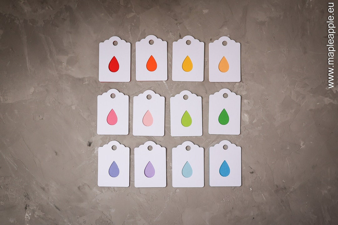 Rainbow Raindrop Gift Tags: Party Favor Set of 12 - Etsy