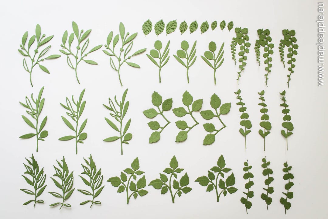 Leaf Die Cuts - Green Paper Leaves Scrapbooking - Album Decor - Travel ...