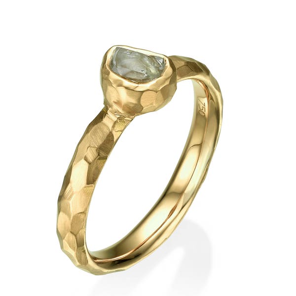 Hammered Engagement Ring - Etsy