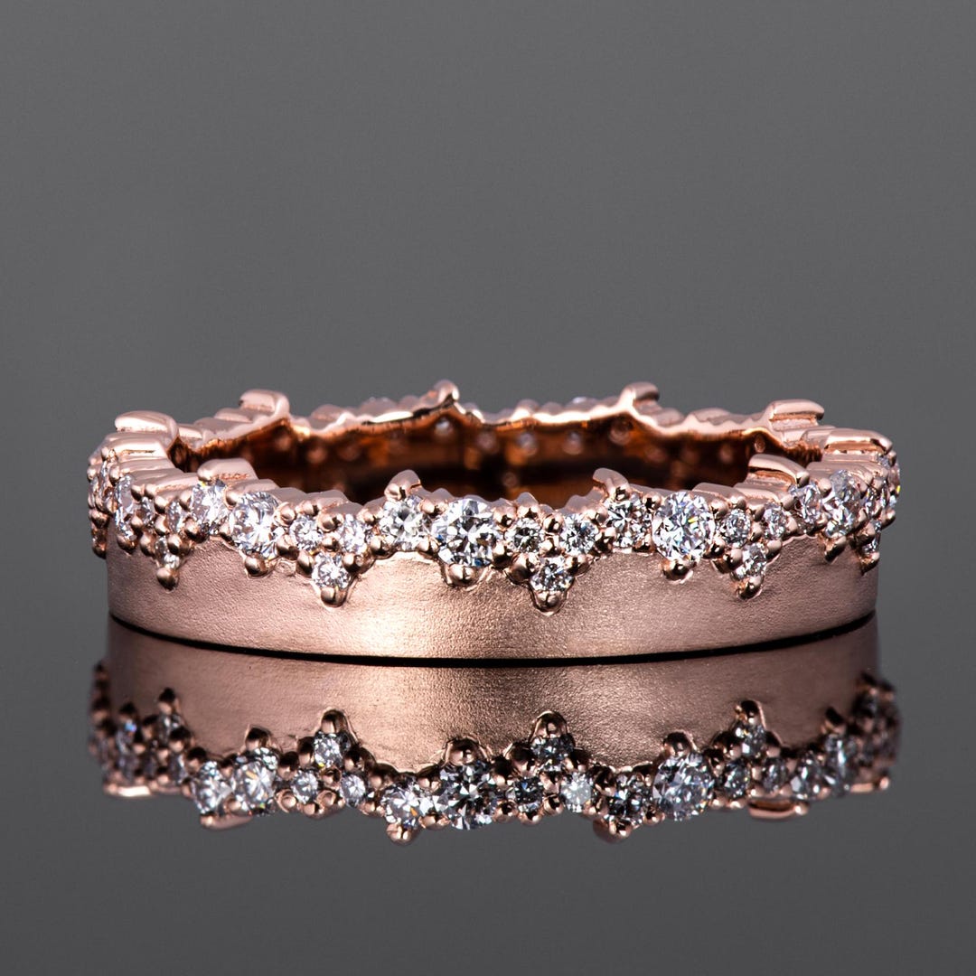 Melted Snow Diamond Ring: Handmade 18k Rose Gold Multi-stone - Etsy