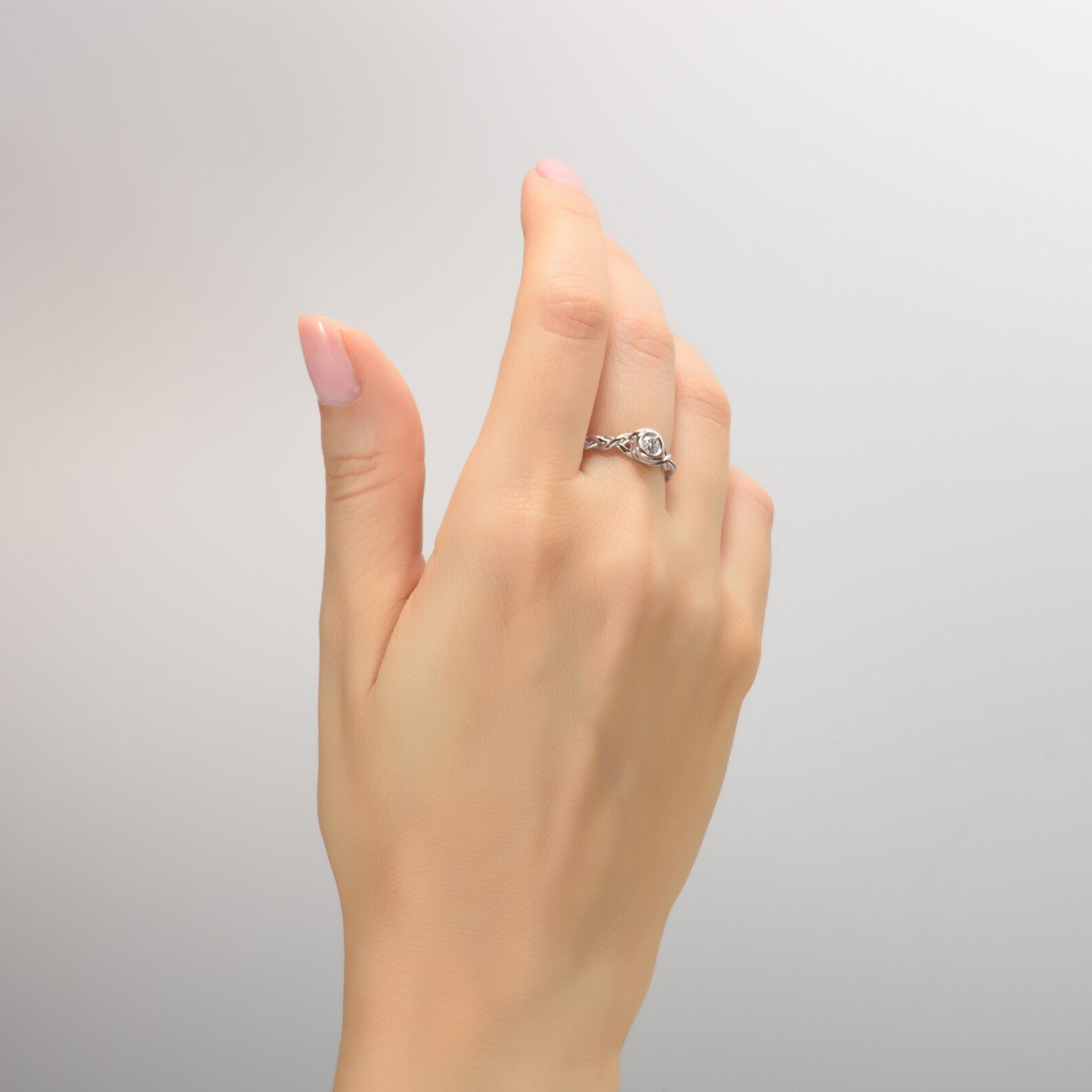 Braided Engagement Ring 18K White Gold and Diamond | Etsy