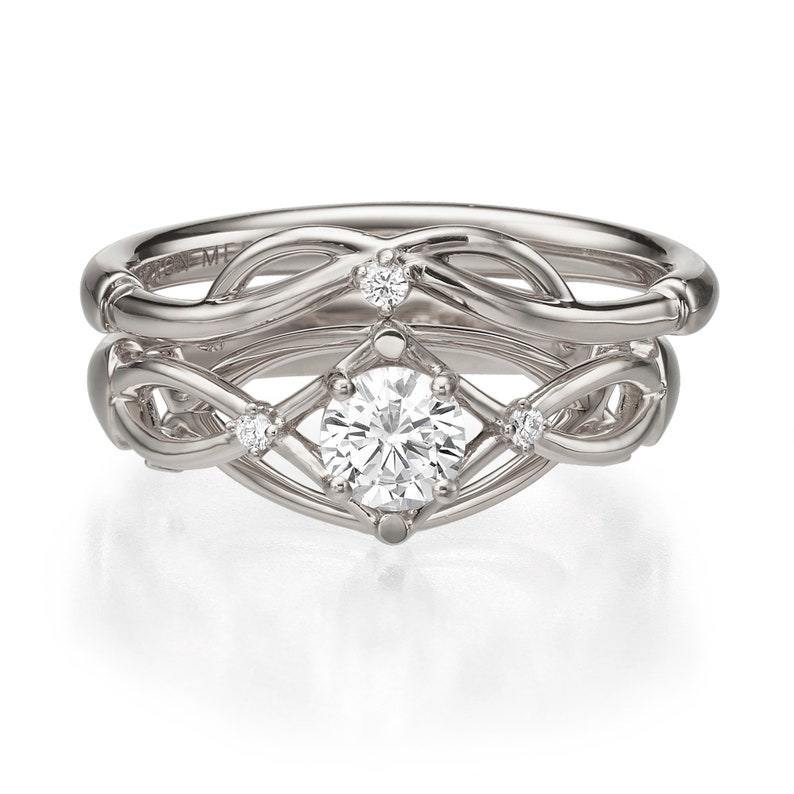 Braided Wedding Set, Celtic Bridal Set, 18K Gold and Diamonds ...