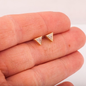 Triangle Diamond Stud Earrings - Etsy