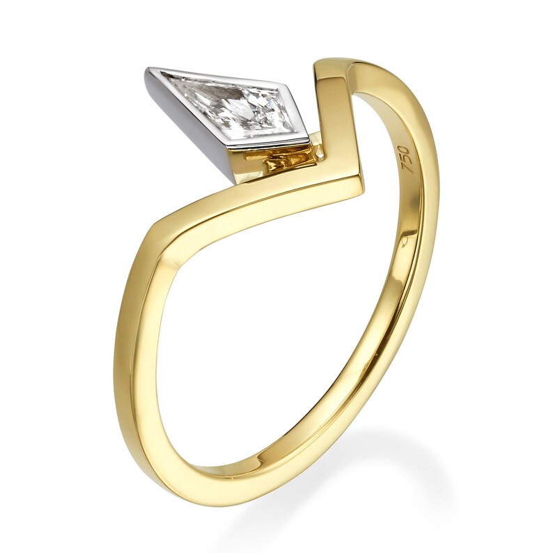 Kite Ring V Ring Chevron Ring Kite Diamond Ring Art Deco - Etsy