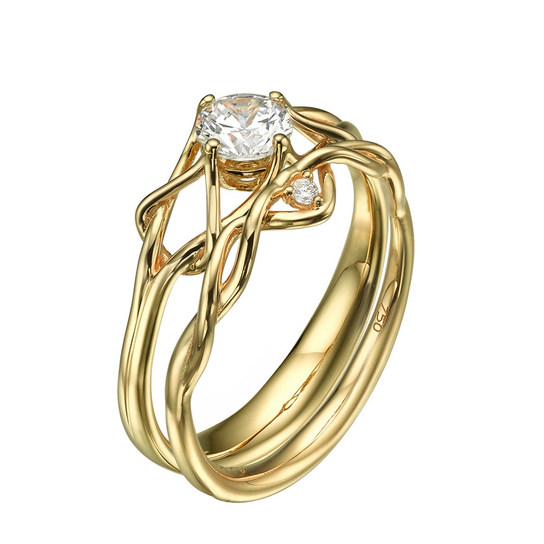 Braided Wedding Set, Celtic Bridal Set, 18K Gold and Diamonds ...