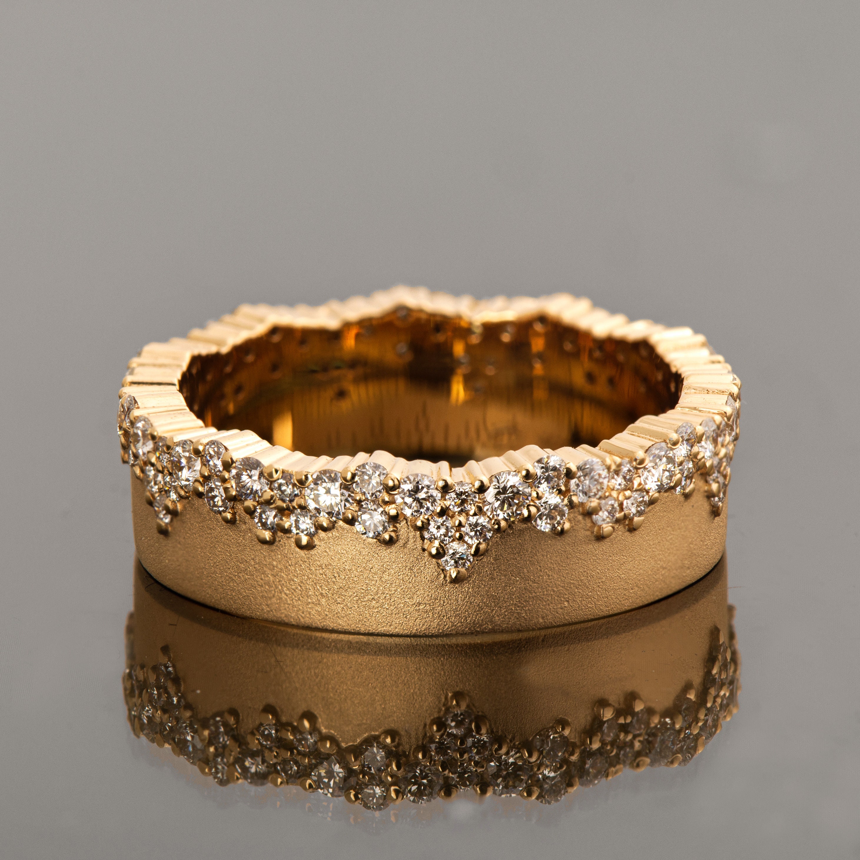 18k Gold Diamond Ring: Melted Snow Cluster, Handmade Engagement Ring - Etsy
