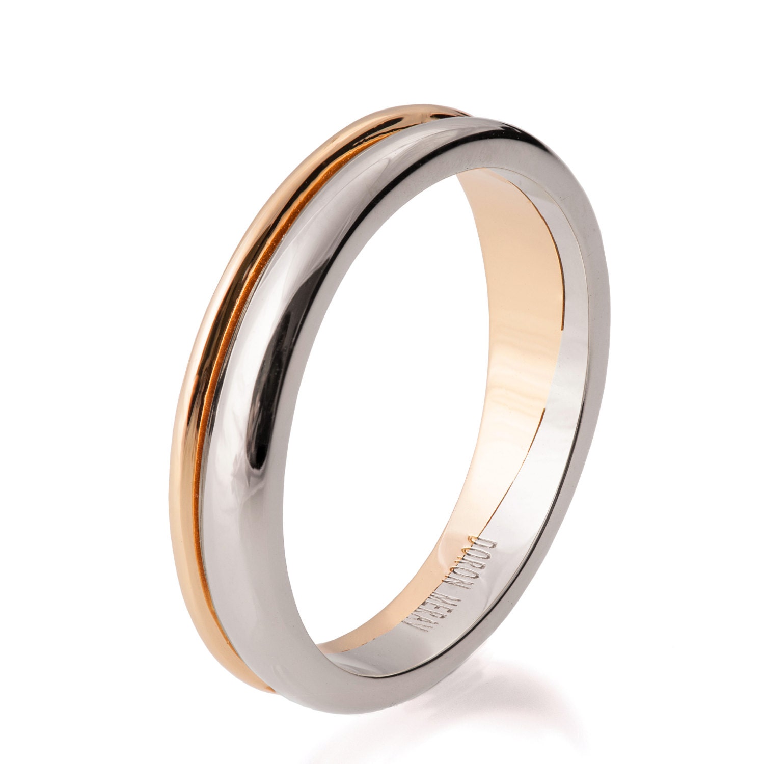 Two Tone Wedding Band, Unique Wedding Band, Wedding Ring , Wedding Band ...