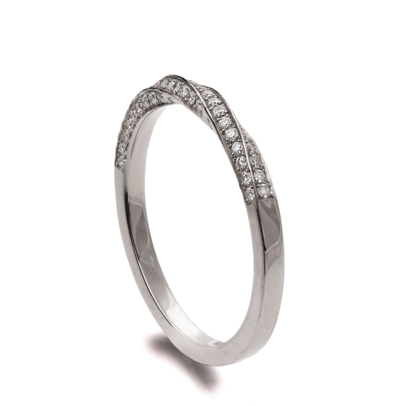 Mobius Diamond Ring, 18k White Gold and Diamonds Ring , Eternity Ring ...