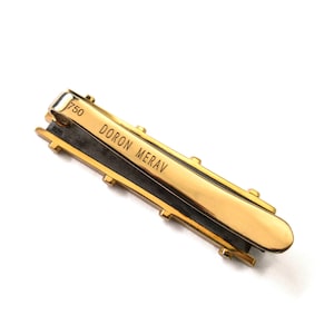 Gold Tie Clip, 18K Gold Tie Tack, Black and Gold Tie Clip, Solid Gold ...