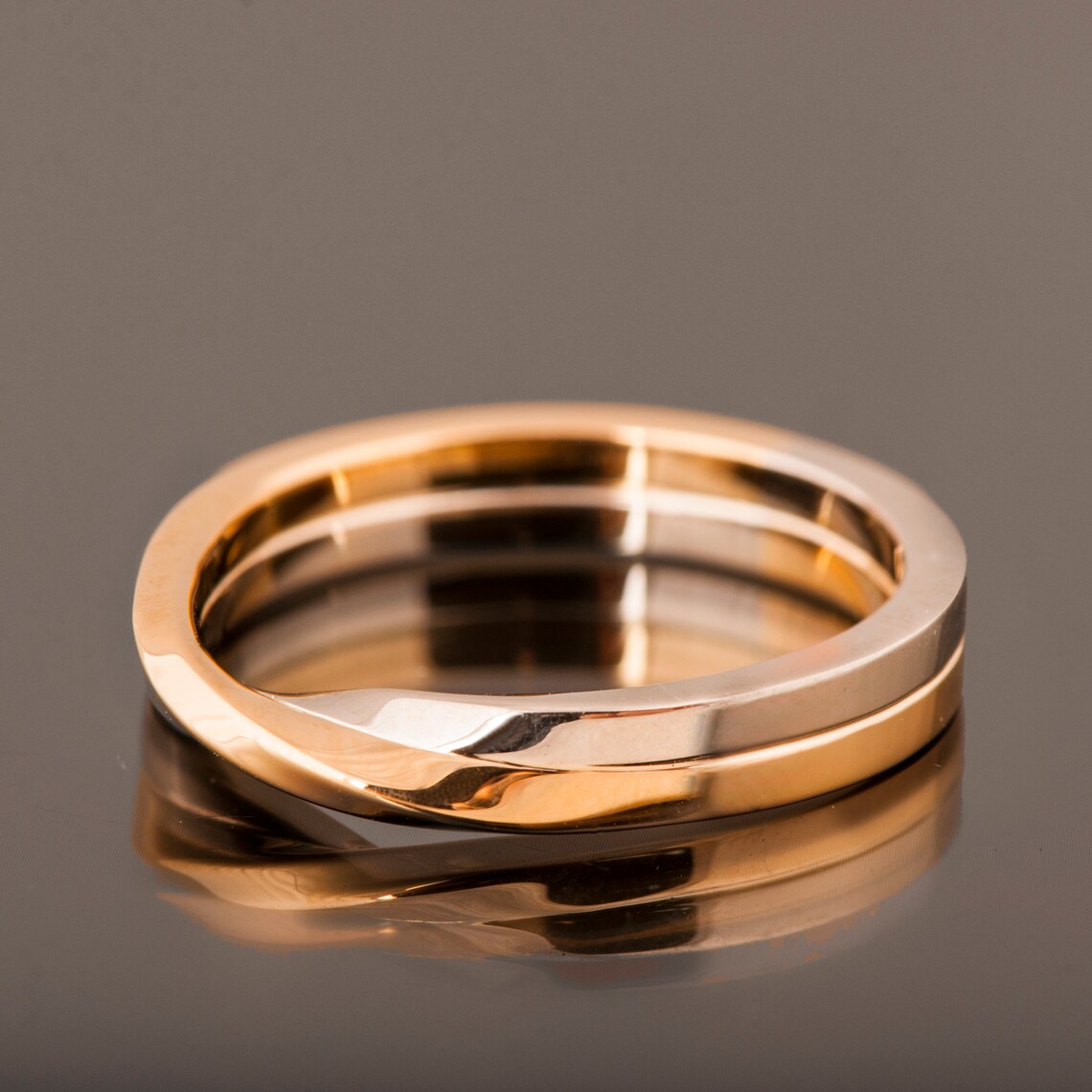 Two Tone Mobius Ring, 18K Rose Gold Mobius Ring, Wedding Ring, Wedding ...