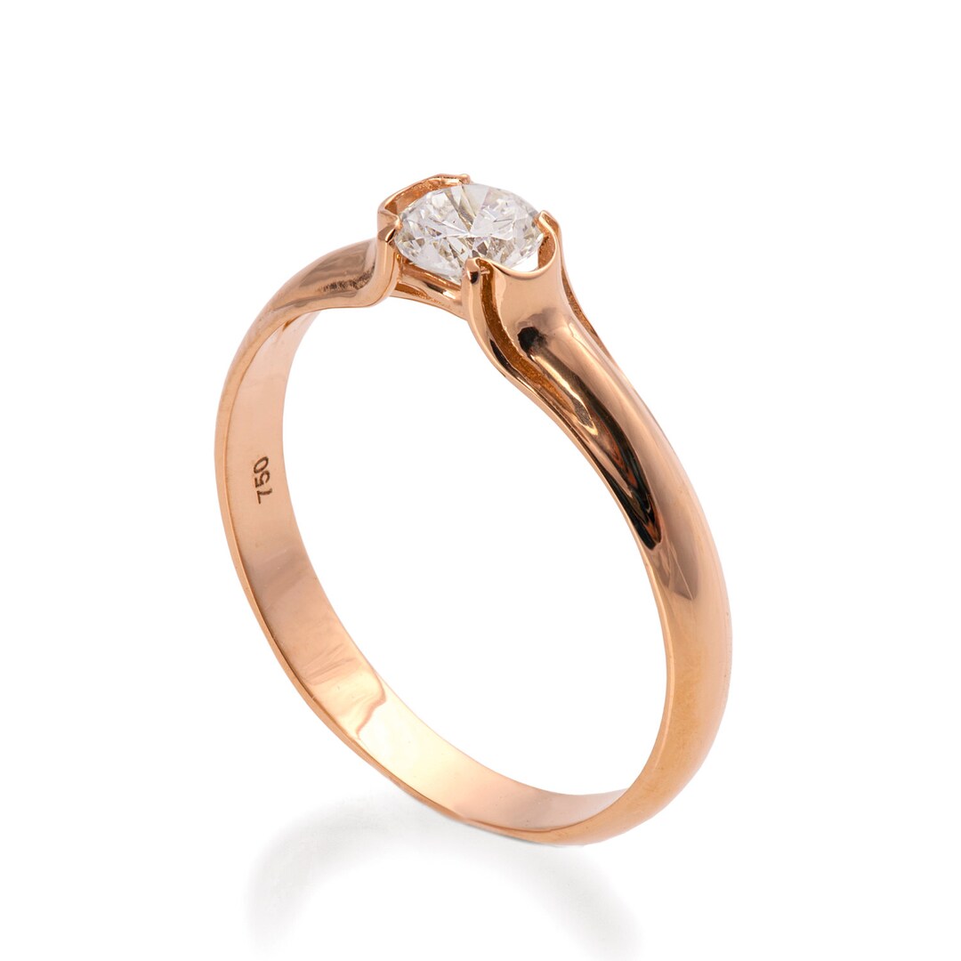 18K Rose Gold and Diamond Engagement Ring, Celtic Ring, Engagement Ring ...