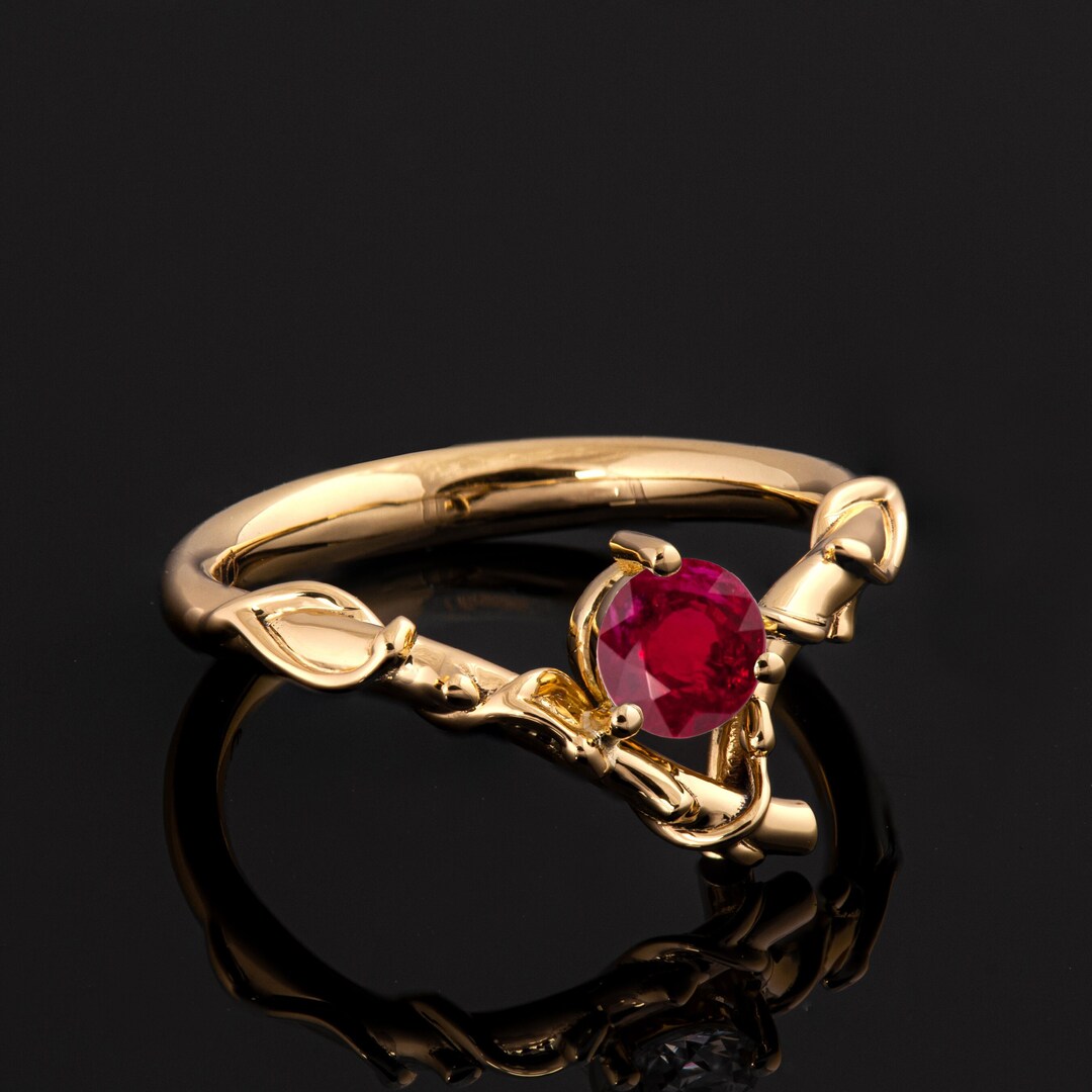Red Ruby Vines Engagement Ring - Etsy