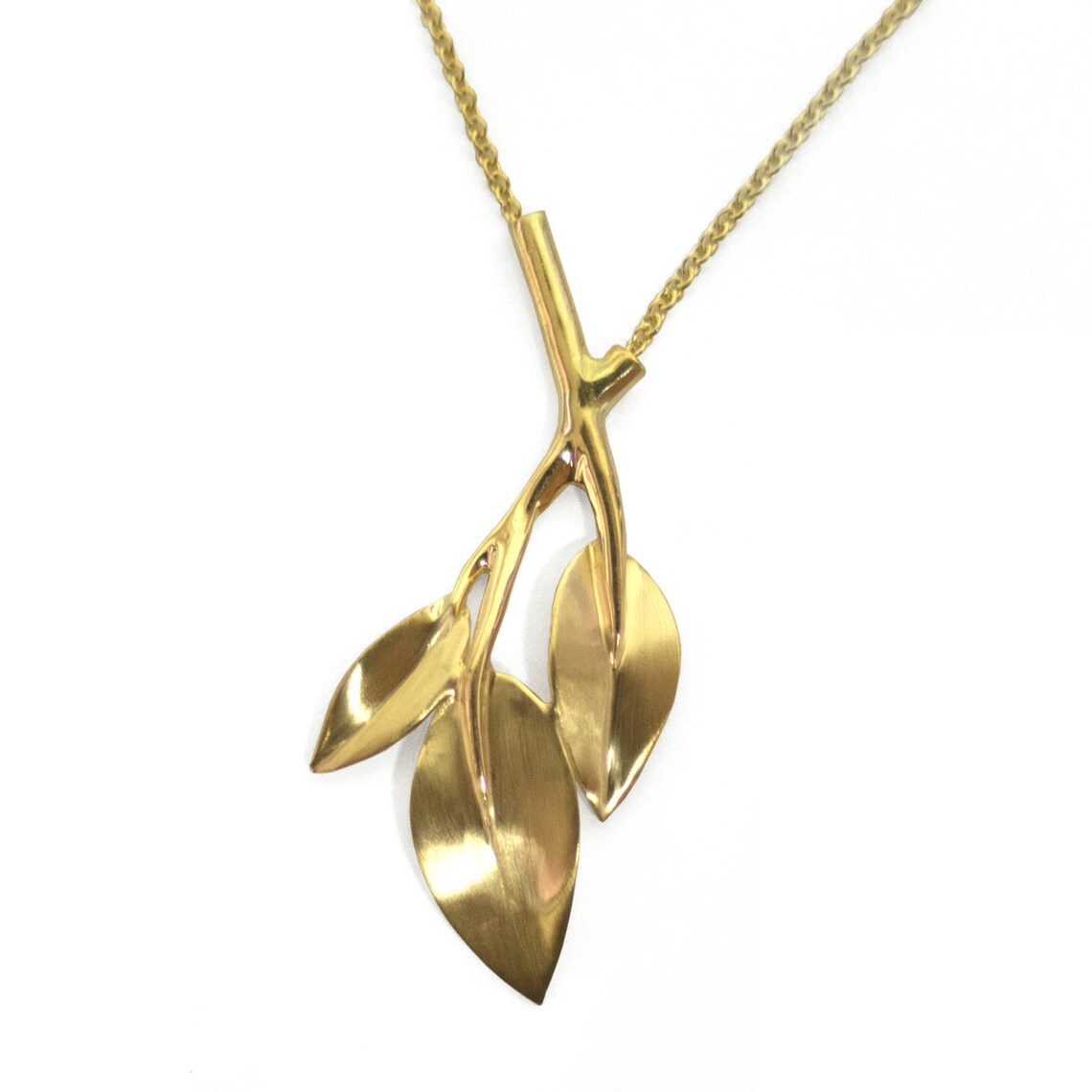 Leaves Pendant 18K Gold Pendant 18K Gold Necklace Leaf - Etsy